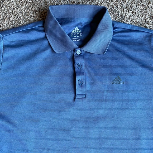 adidas | Shirts | Adidas Golf Polo Shirt Gray Blue Medium Ats Stripes ...